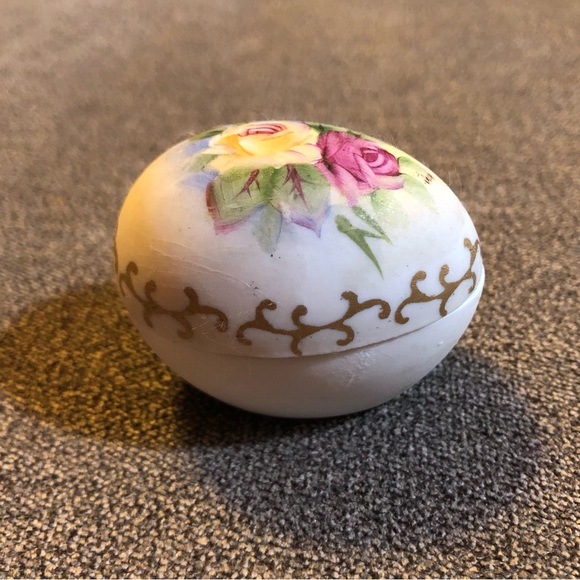 Accents | Vintage Hand Painted Floral Bisque Trinket Box | Poshmark